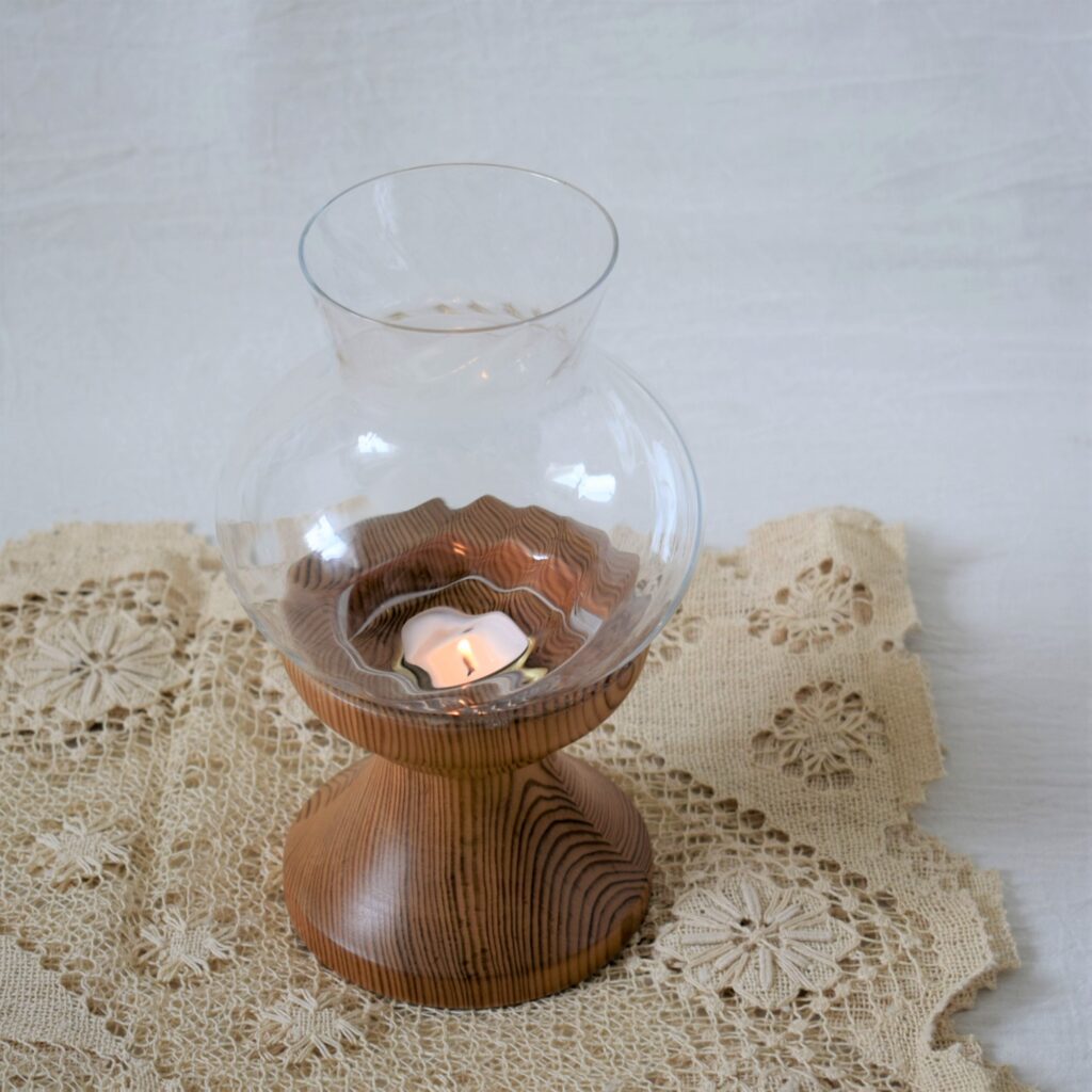 木製キャンドルホルダー / オリジナル・ガラスカバー付き / Sandbergs Nora Stad Sweden | florantik